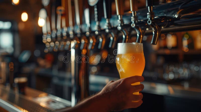 Hand Holding Draft Beer Glass.AI Generated Image Stock Photo - Image of ...