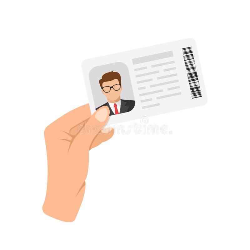 Hand Holding Driver License Icon in Flat Style. Identification Document ...