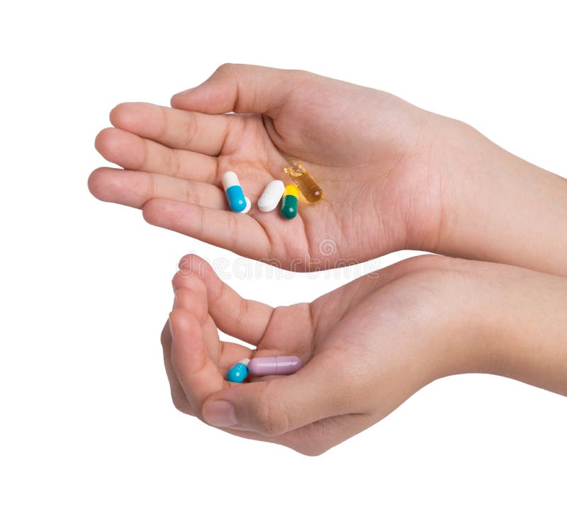 Hand Holding Drug Capsule on White Background Stock Photo - Image of ...