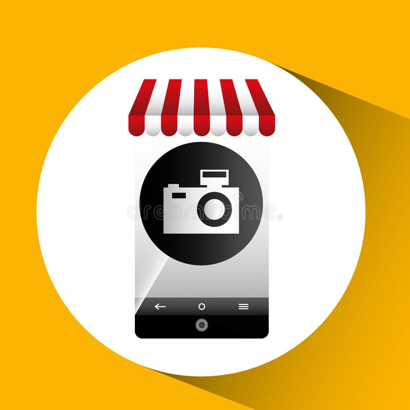 Shopping Bag with Camera Lens Aperture Flat Logo Design Stock Vector ...