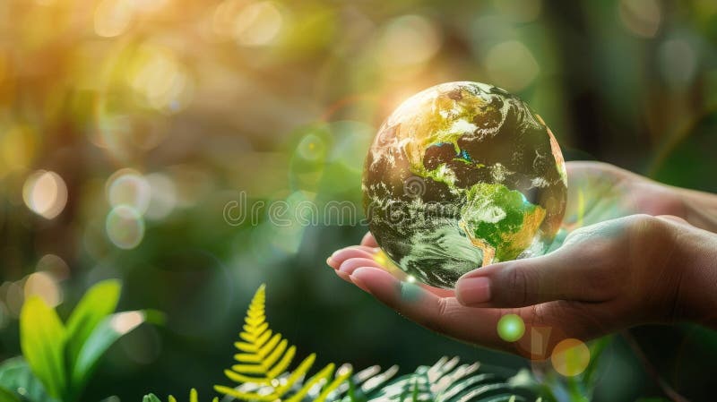Hand Holding the Earth in the Forest the Concept of Environmental ...