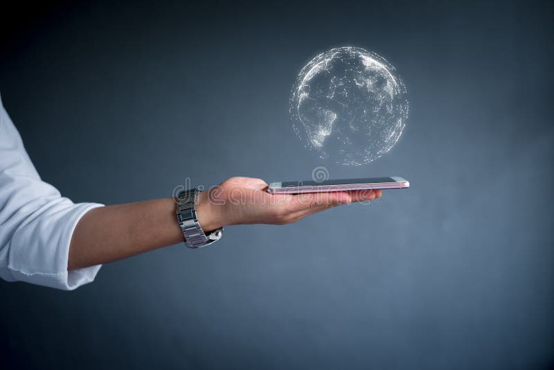 Hand Holding a Earth Globle in Technology Concept Stock Photo - Image ...