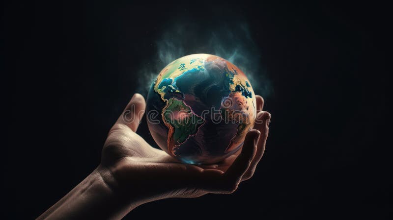 Hand Holding the Earth Planet. Earth Day Concept Stock Illustration ...