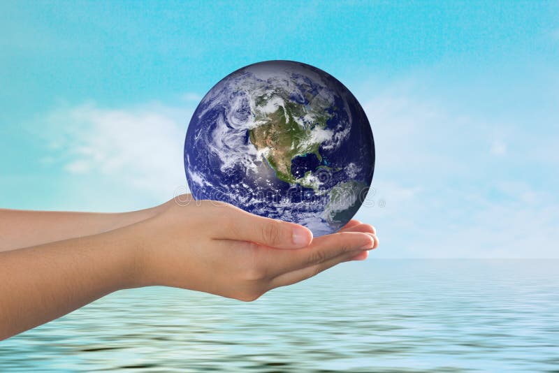 Earth is Immersed in Water, among the Clouds Against the Sky.Elements ...