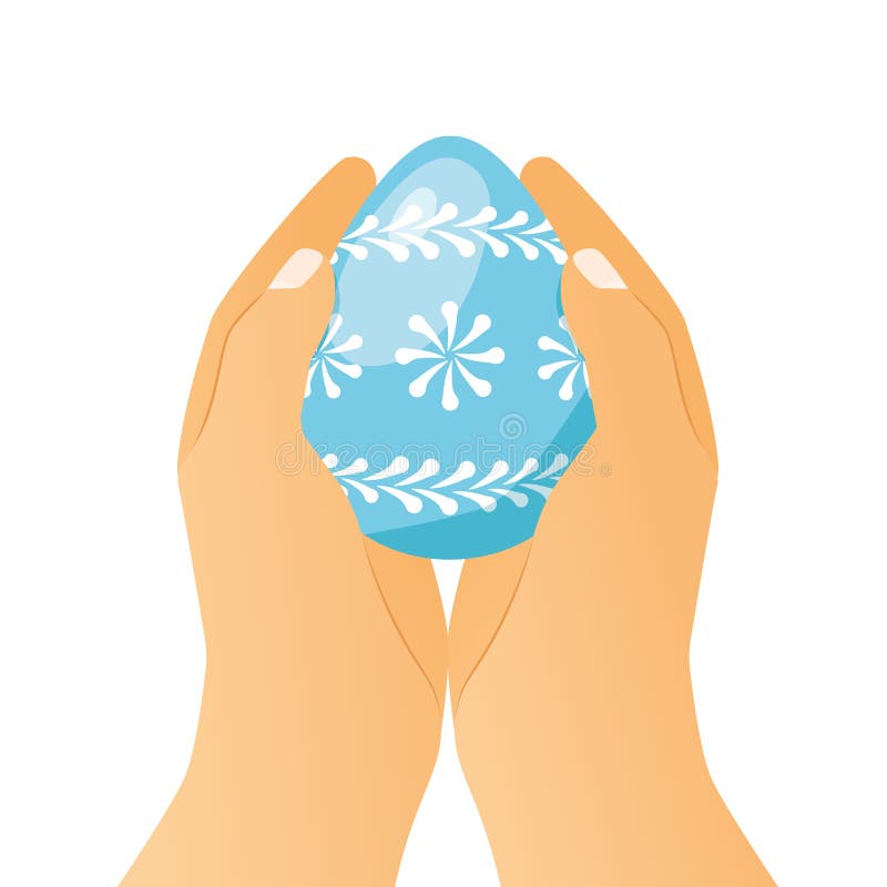 Hand Holding Easter Egg with Traditional Ornaments Stock Vector ...