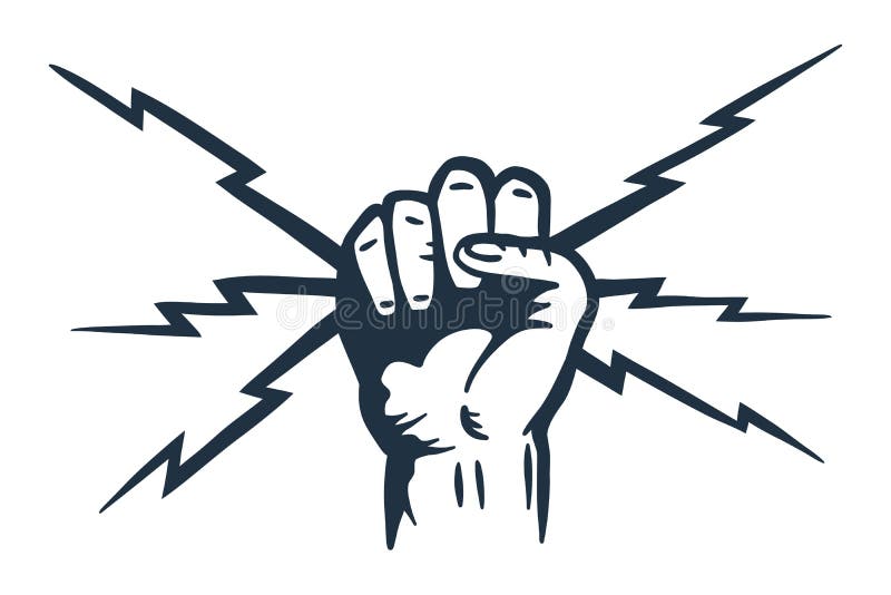 Hand Holding Electricity Light Bolt Stock Illustration - Illustration ...