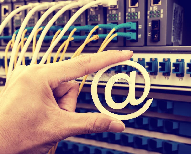 Email Symbol on Network Switch and Ethernet Cables Stock Photo - Image ...