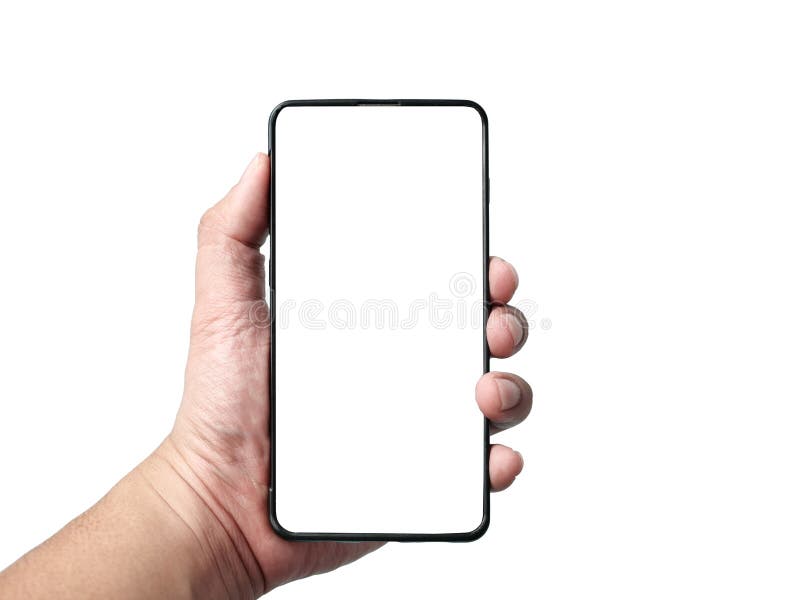 Hand Holding Empty Blank Smart Phone, Copy Space Mock Up Template Stock ...