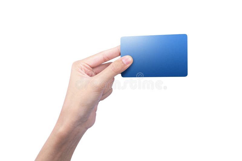 Hand Holding Empty Blue Card Stock Photo - Image of closeup ...