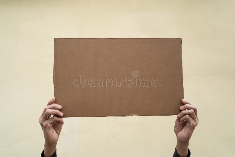 Hand Holding Empty Cardboard Placard Aloft Stock Image - Image of hold ...