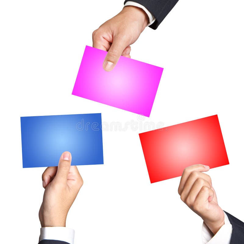 Hand Holding an Empty Color Business Card Stock Photo - Image of ...