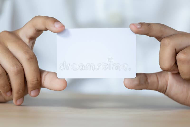 Hand Holding the Empty White Card Stock Photo - Image of office ...