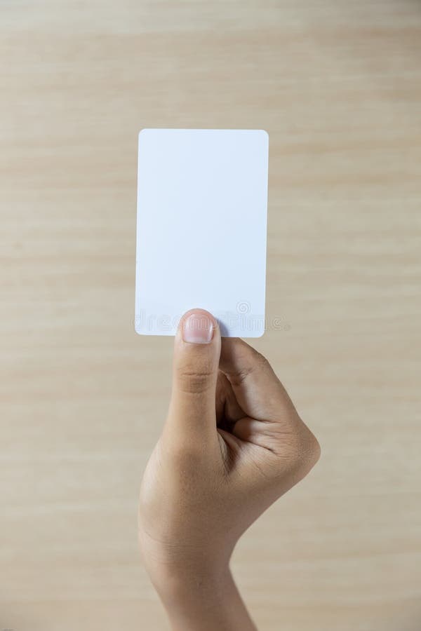 Hand Holding the Empty White Card Stock Image - Image of background ...