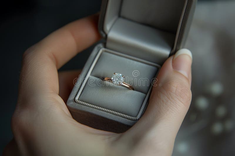 Hand Holding Engagement Ring Box Stock Image - Image of jewelry ...