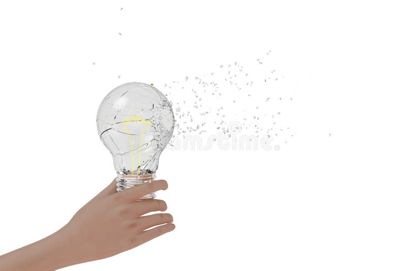 A Hand Holding an Exploding Light Bulb,3D Rendering. Stock Illustration ...