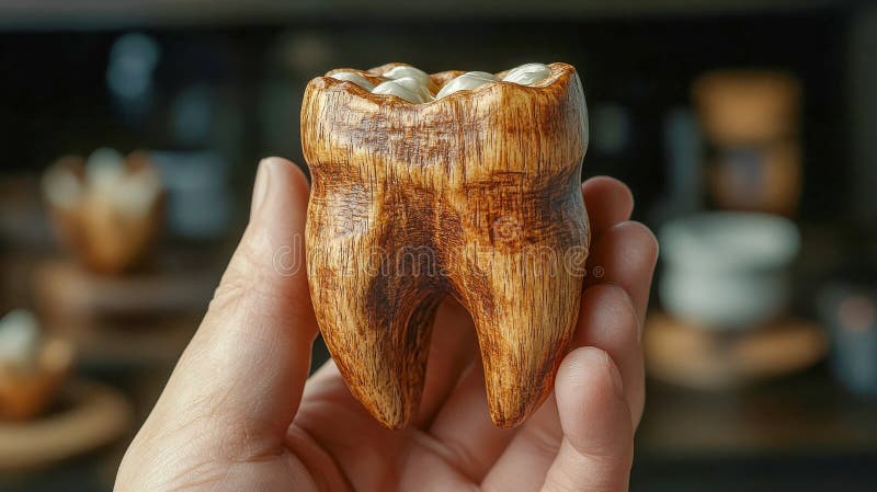 Hand Holding an Extracted Human Tooth with Detailed Root Structure ...