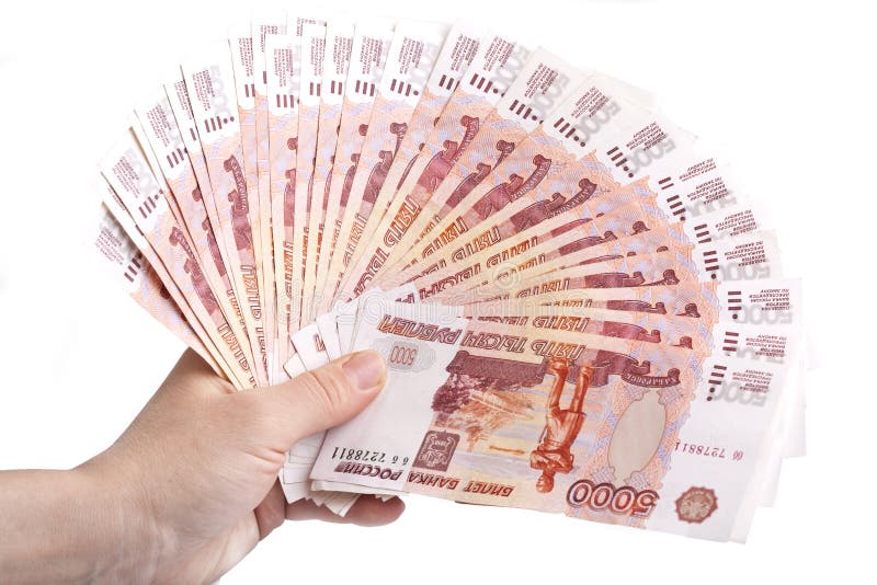 Hand Holding Fan Russian Banknotes Stock Photo - Image of paper, market ...