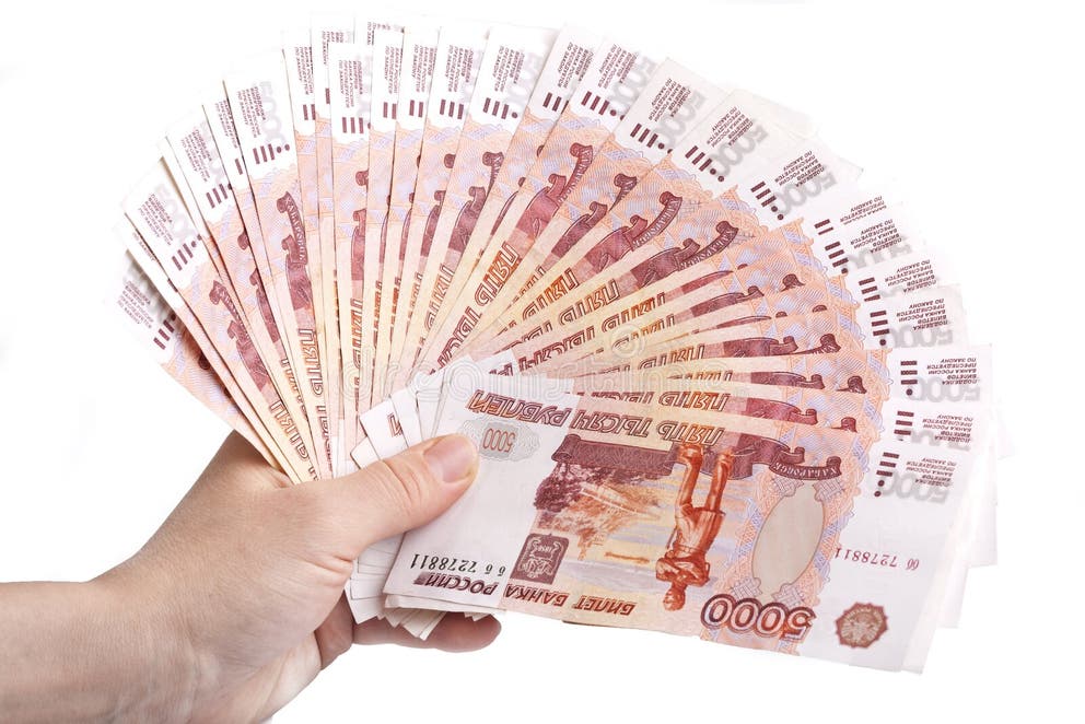 Hand Holding Fan Russian Banknotes Stock Photo - Image of paper, market ...