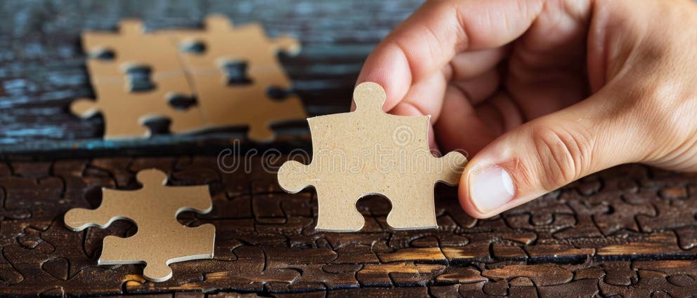 Hand Holding Final Puzzle Piece, Symbolizing Completion and Success ...
