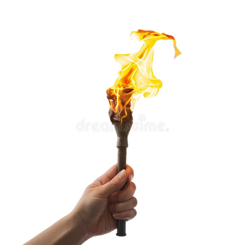 Hand Holding Fire Torch on Transparent Background Stock Illustration ...