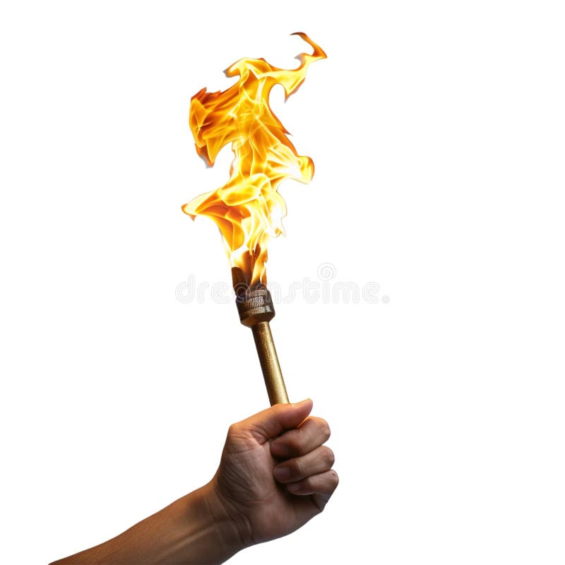 Hand Holding Fire Torch on Transparent Background Stock Illustration ...