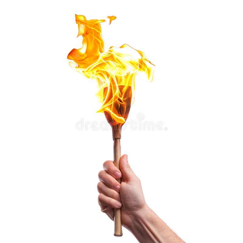 Hand Holding Fire Torch on Transparent Background Stock Illustration ...