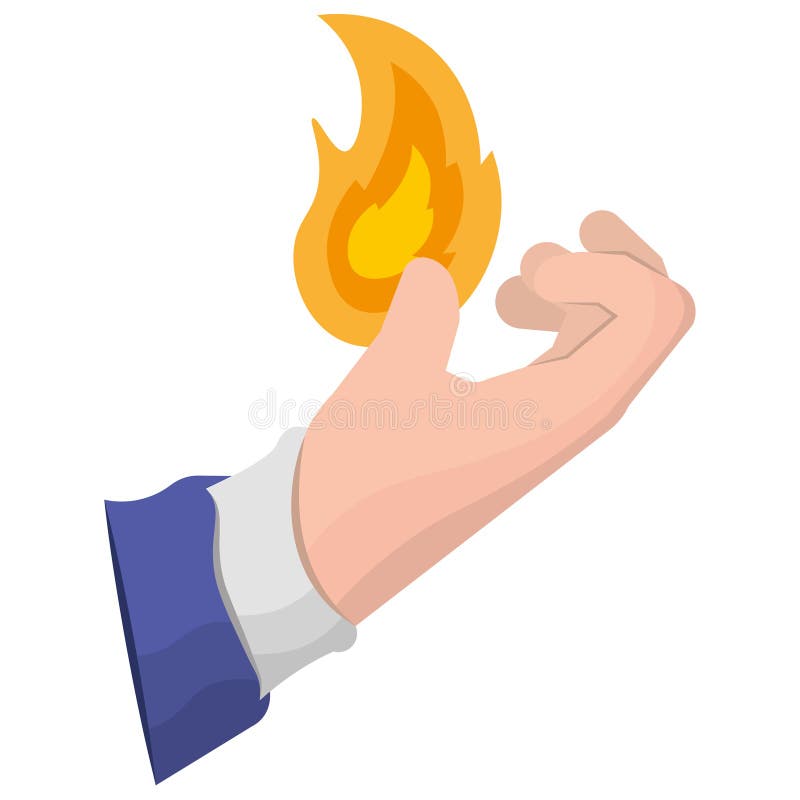 Hand holding fire. Vector stock illustration. Illustration of spell ...