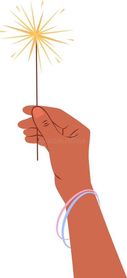 Hand Holding Firework Lighting Stick Stock Illustration - Illustration ...