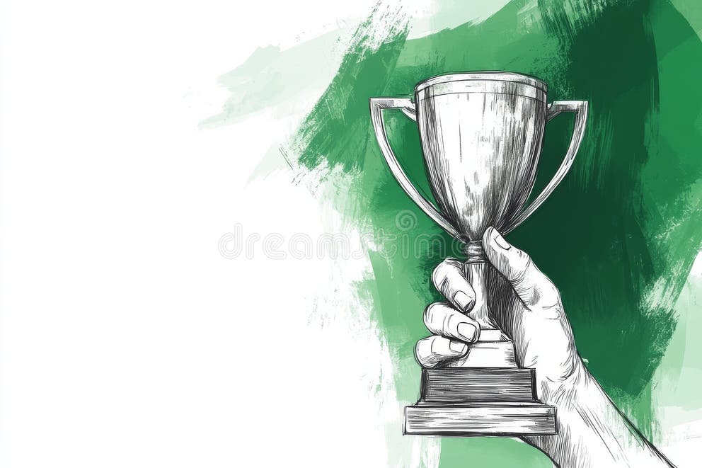 Hand Holding a First Place Trophy. Grunge Halftone Grain Element Stock ...