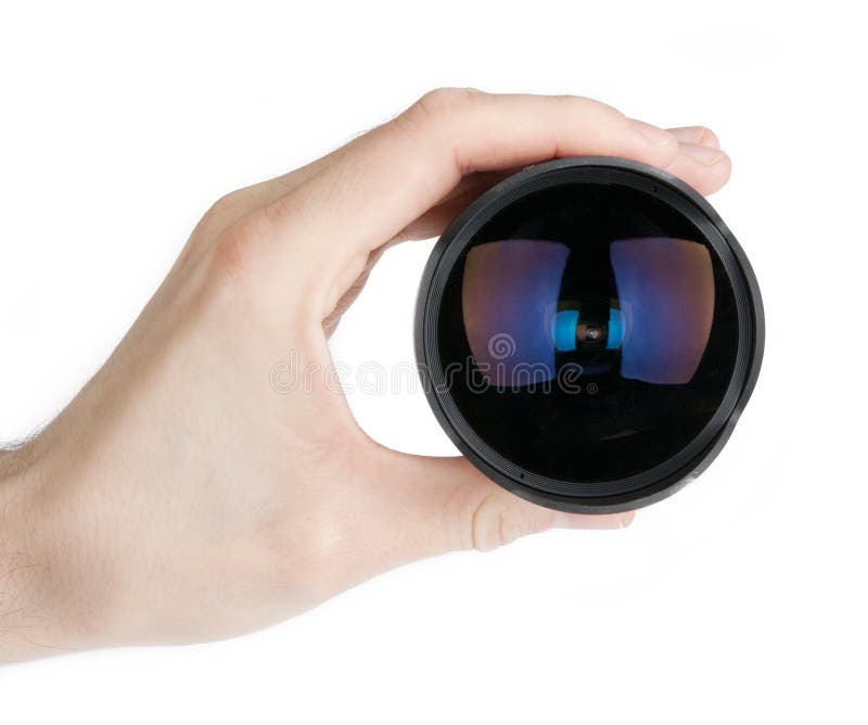 Hand Holding Fish-eye Lens Isolated Stock Image - Image of photo ...