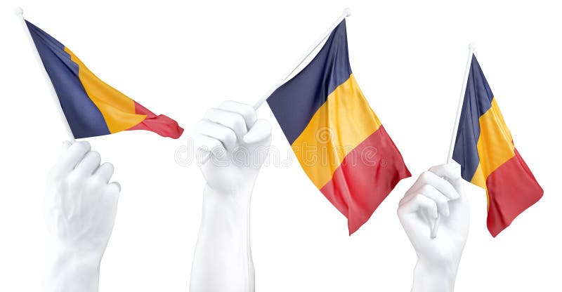 Hand Holding Flag of Chad. Isolated 3d Rendering Stock Illustration ...