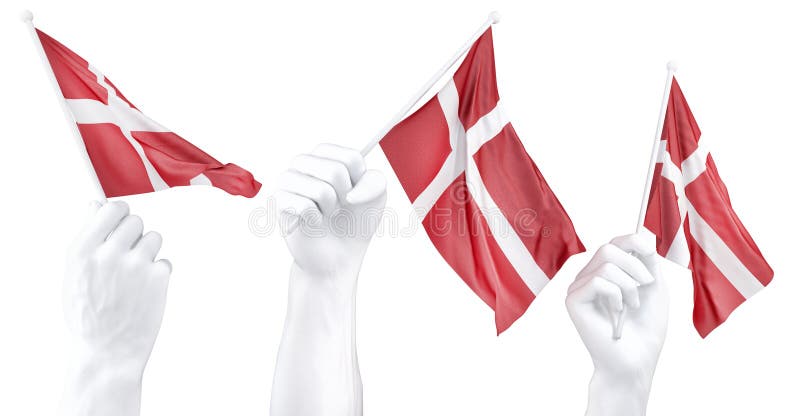 Hand Holding Flag of Denmark. Isolated 3d Rendering Stock Illustration ...