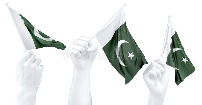 Hand Holding Flag of Pakistan. Isolated 3d Rendering Stock Illustration ...