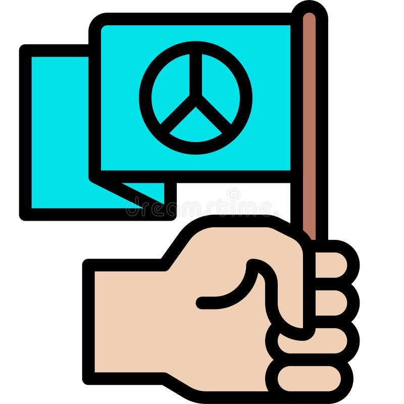Hand Holding a Flag with Peace Sign Icon, Protest Related Vector Stock ...