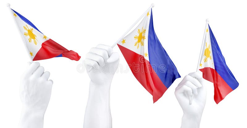Hand Holding Flag of Philippines. Isolated 3d Rendering Stock ...