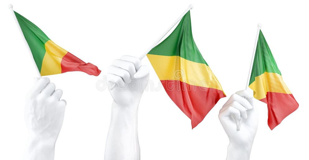 Hand Holding Flag of Republic of the Congo. Isolated 3d Rendering Stock ...