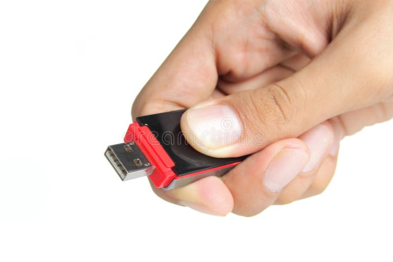 Hand Holding USB Cable Isolated on White Stock Photo - Image of ...