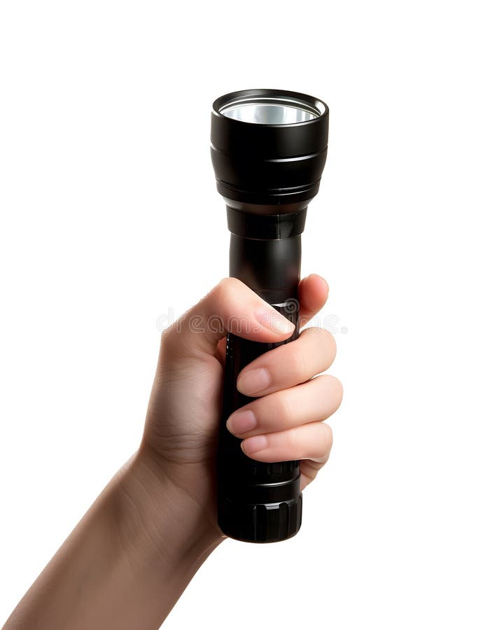 Hand Holding Flashlight on Transparent Background Stock Illustration ...