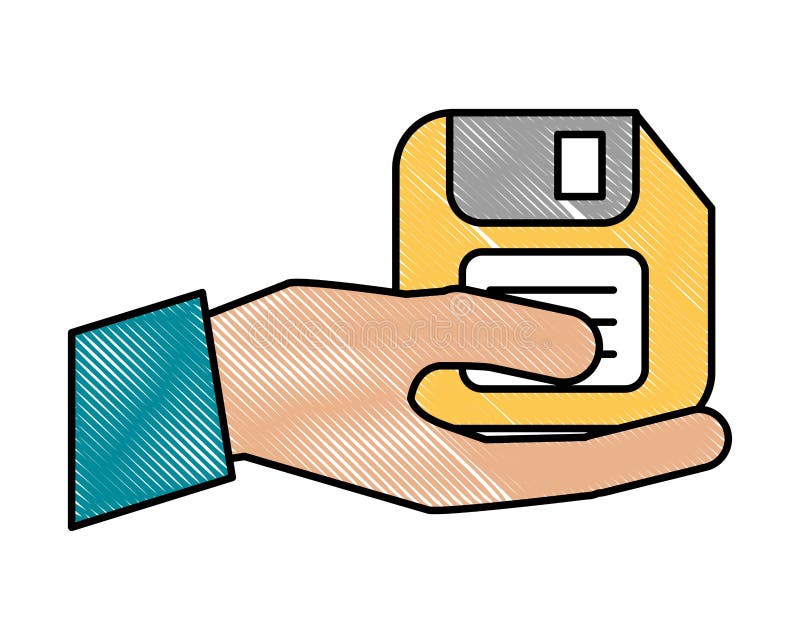 Hand Holding Floppy Disk Archive File Stock Illustration - Illustration ...