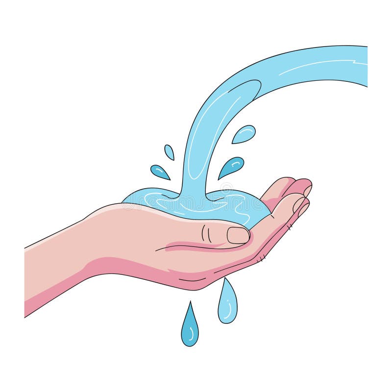 Hand Holding Flowing Water Stream Vector Stock Illustration ...