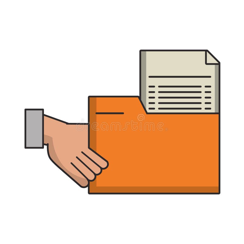 Hand Holding Folder Document Symbol Stock Vector - Illustration of ...