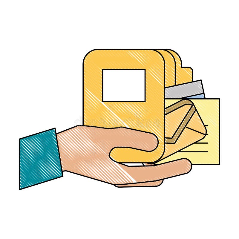 Hand Holding Folder File Mail Papers Office Stock Illustration ...