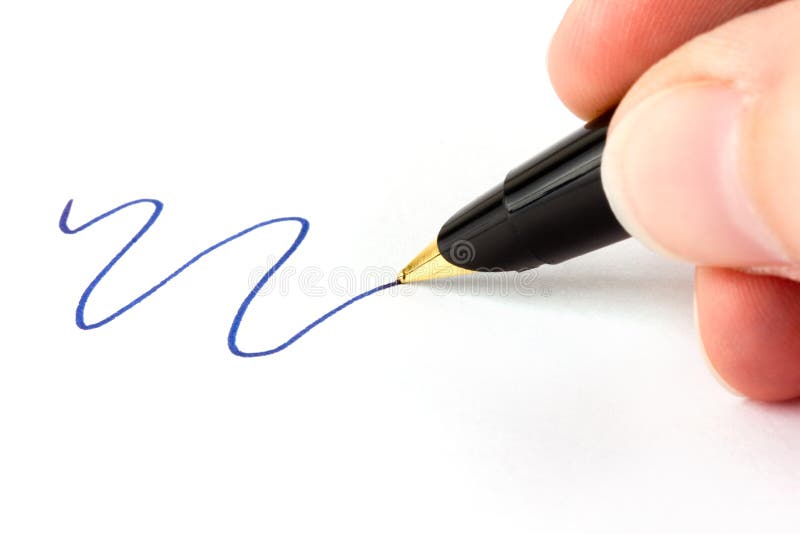 Fountain Pen and Signature stock image. Image of blue - 42632431