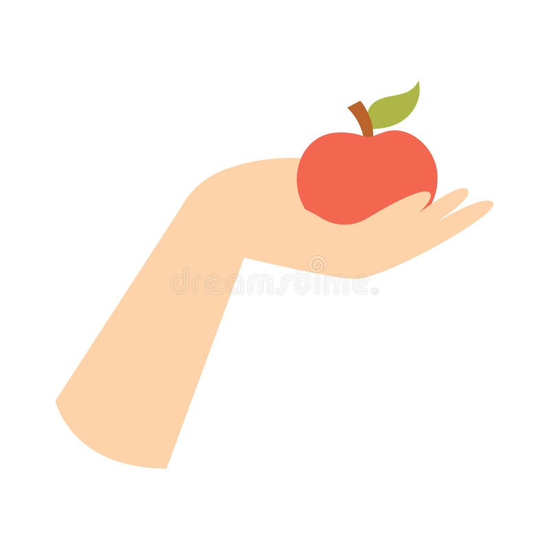 Hand Holding a Fresh Red Apple. Take Care of Nature Stock Illustration ...