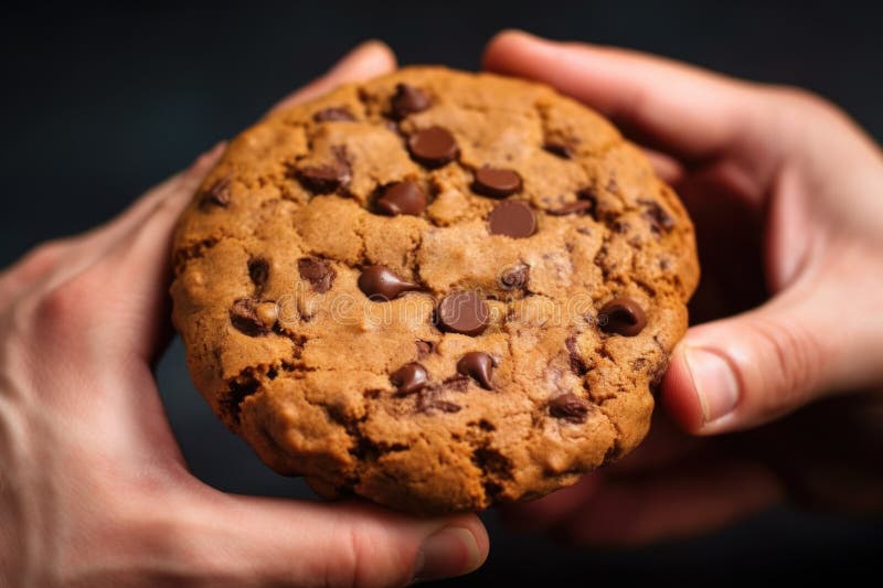 Hand Holding a Freshly Baked Chocolate Chip Cookie Stock Illustration ...