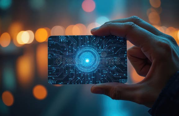 Hand Holding Futuristic Digital Identity Card. Cyber Security Access ...