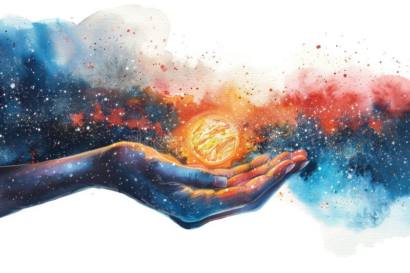 A Hand is Holding a Galaxy in the Sky Stock Image - Image of background ...