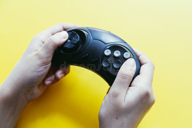 Hand Holding Game Joystick. Gamer Playing Game Stock Photo - Image of ...