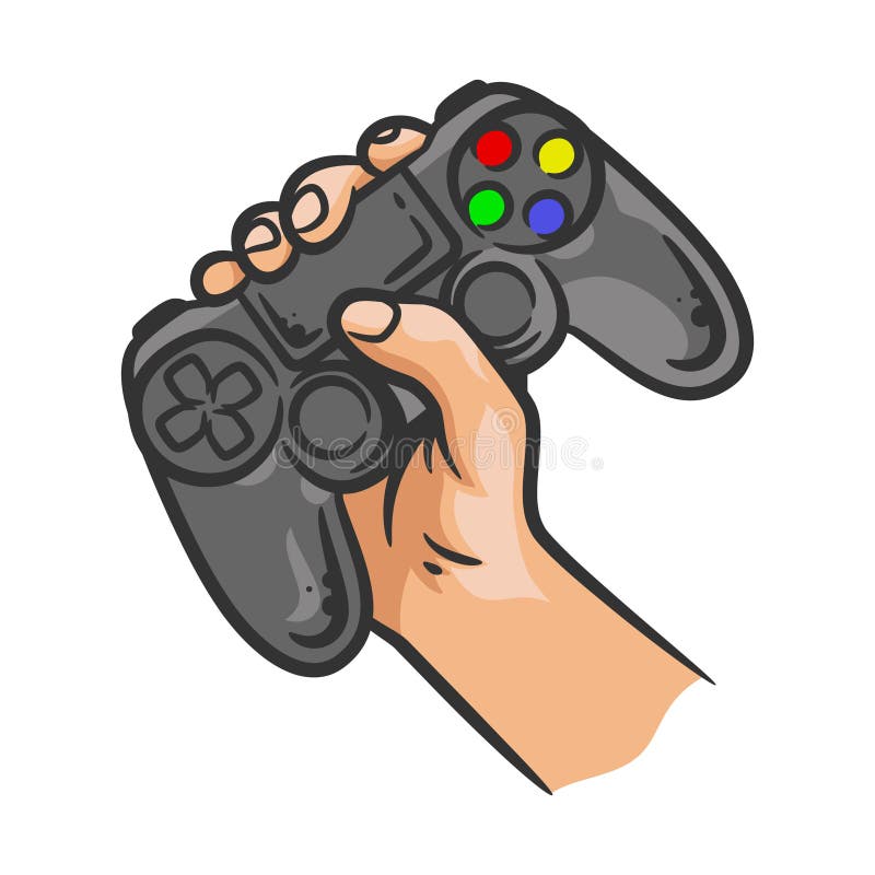 Hand Holding Gaming Controller Joystick Stock Vector - Illustration of ...