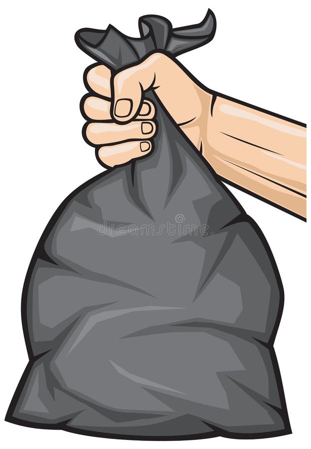Hand holding garbage bag stock vector. Illustration of carry - 35927176